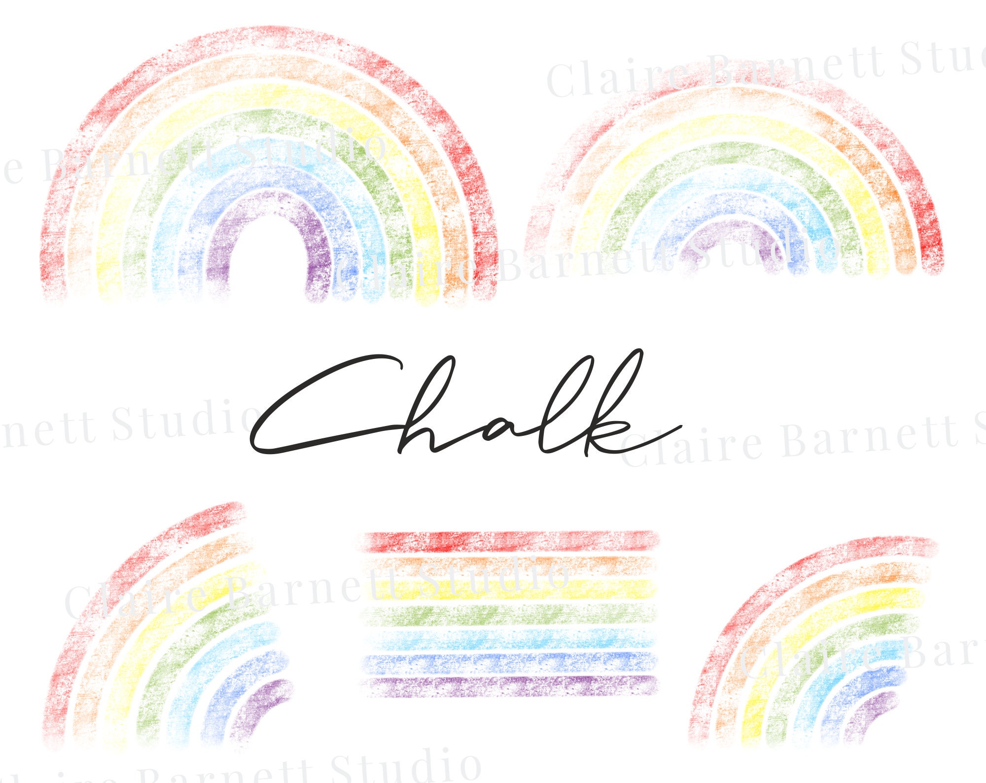 Rainbow Clipart Watercolour Rainbows Chalk Pastel - Etsy