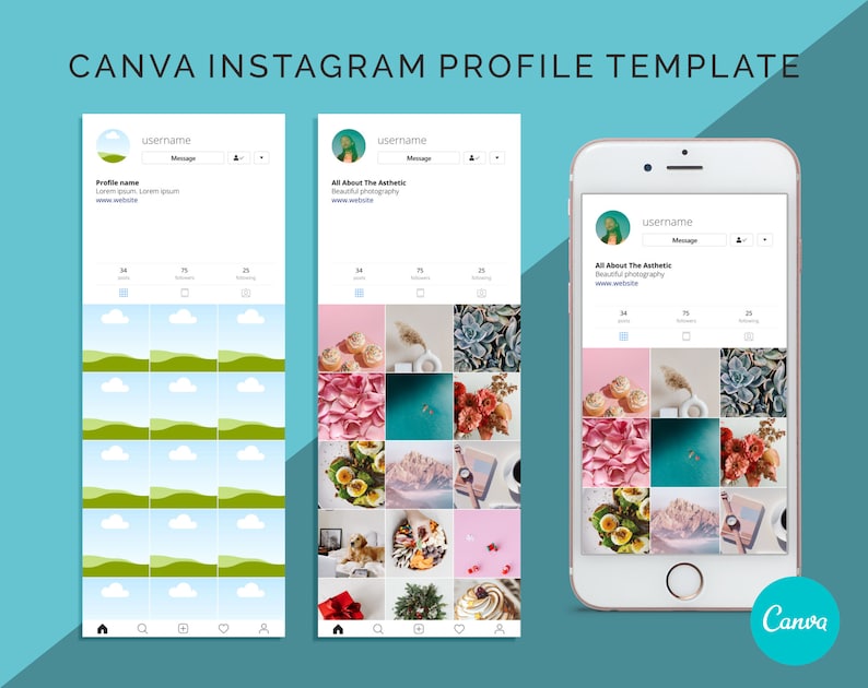 Instagram Profile Template Editable in Canva Digital Template Instagram ...