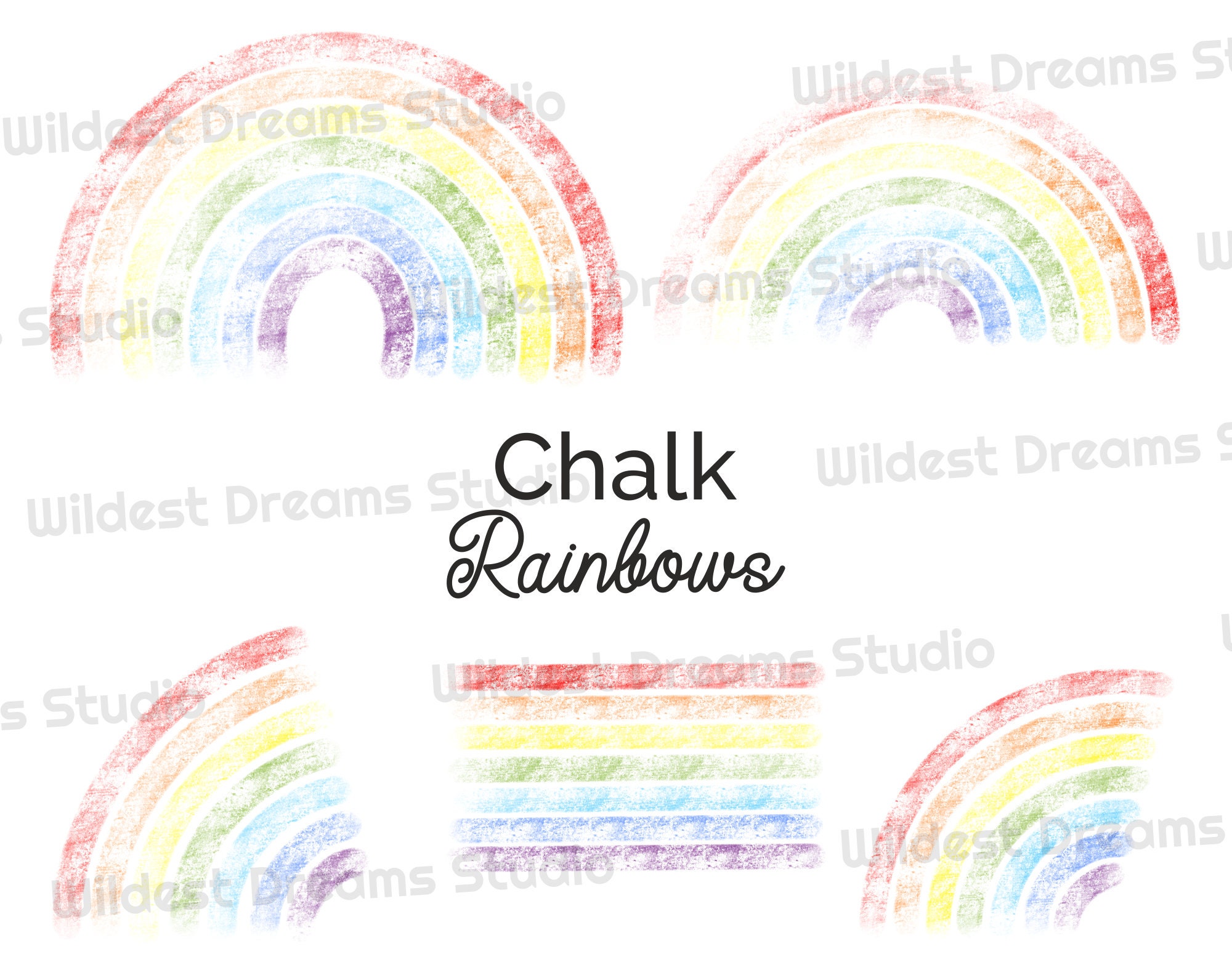 Rainbow Clipart Watercolour Rainbows Chalk Pastel Paint Crayon PNG - Etsy