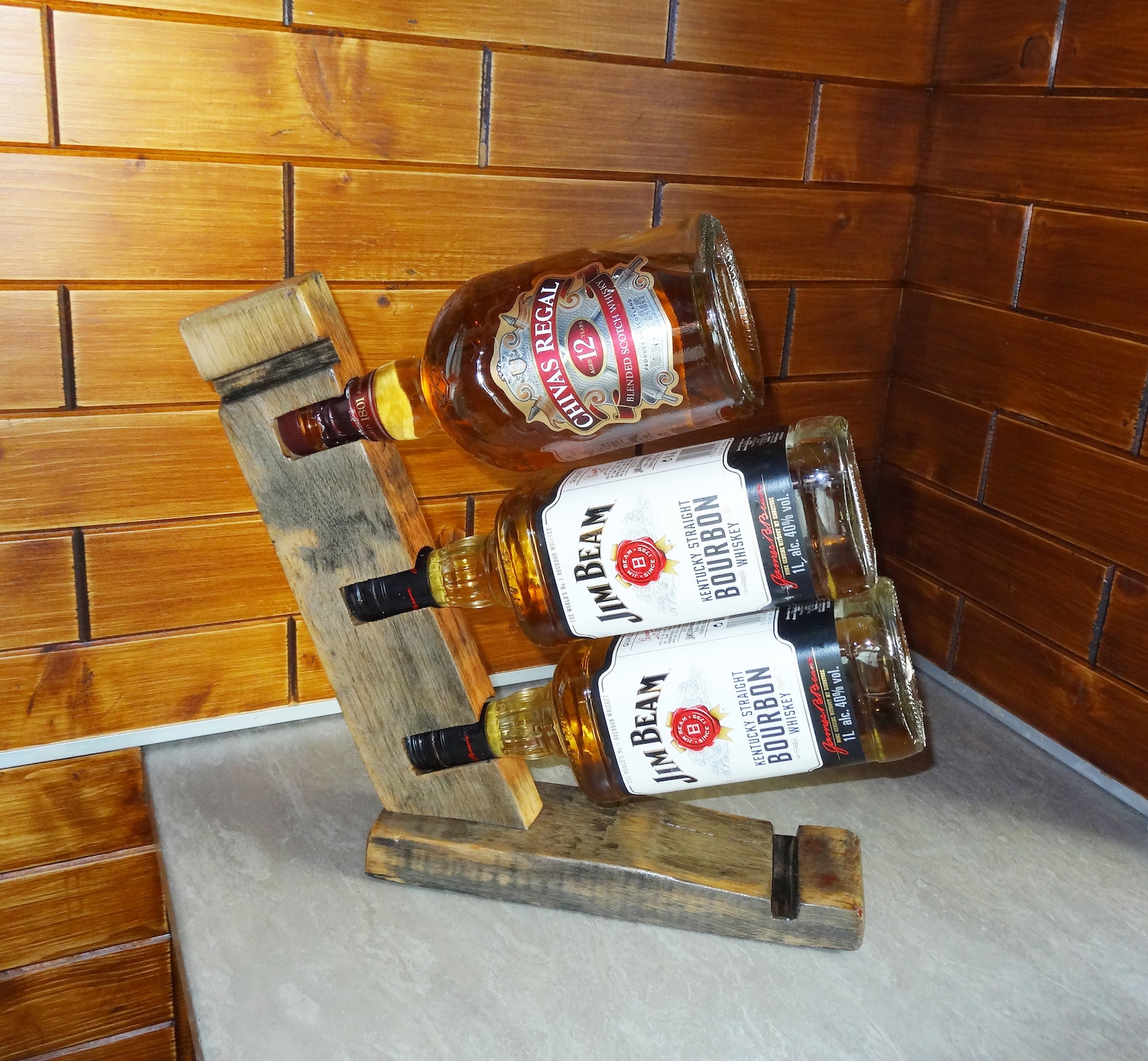 Bottle Holder Barrel Wood Whiskey Bottle Holder Table Decor Desk Decor ...