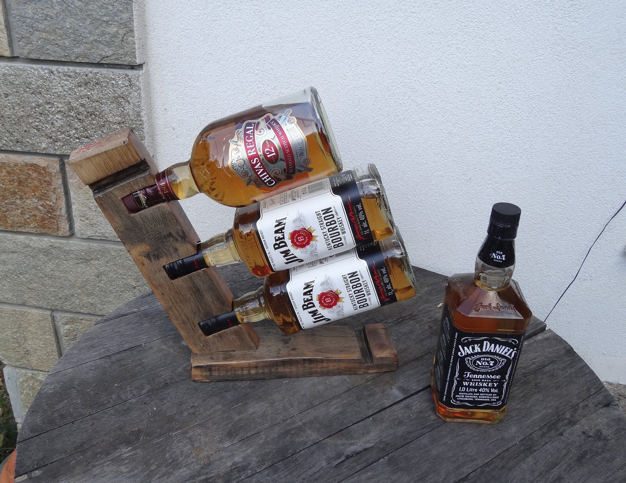 Bottle Holder Barrel Wood Whiskey Bottle Holder Table Decor Desk Decor ...