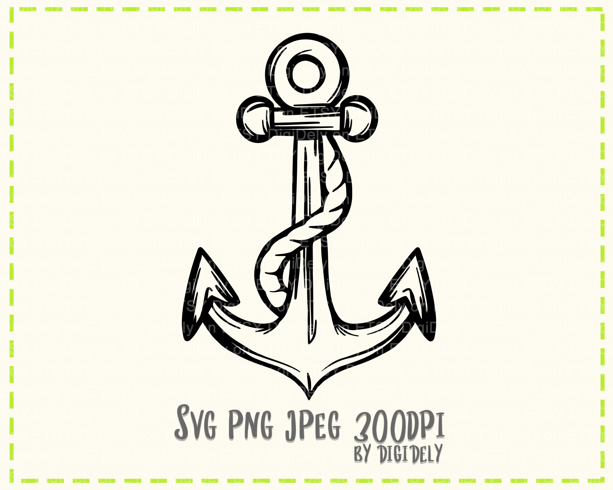 Digital — Anchor With Rope — Illustration in SVG, PNG, JPEG (for Prints ...