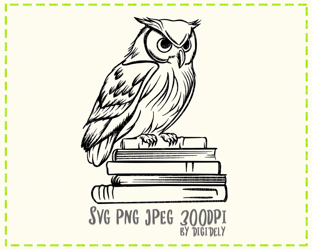 Digital — Owl and Books — Illustration in SVG, PNG, JPEG (for Prints ...