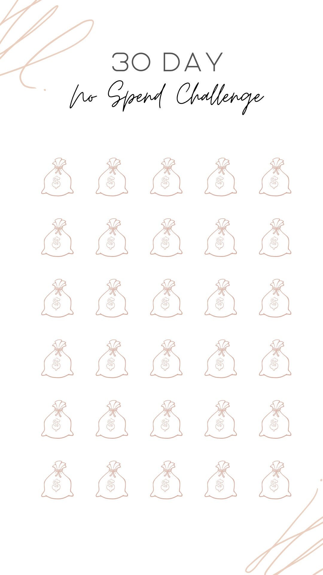 No Spend Challenge Printable Sheet, No Spend Tracker, No Spend ...