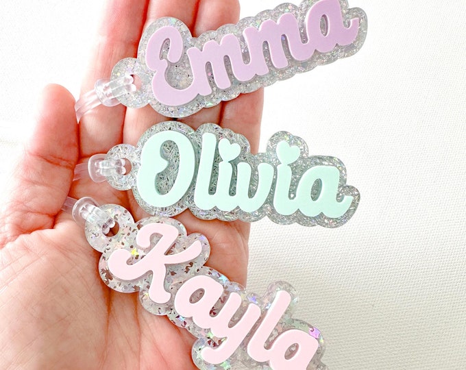 Backpack Name Tag | Back to School Name Tags | Personalized Glitter ...