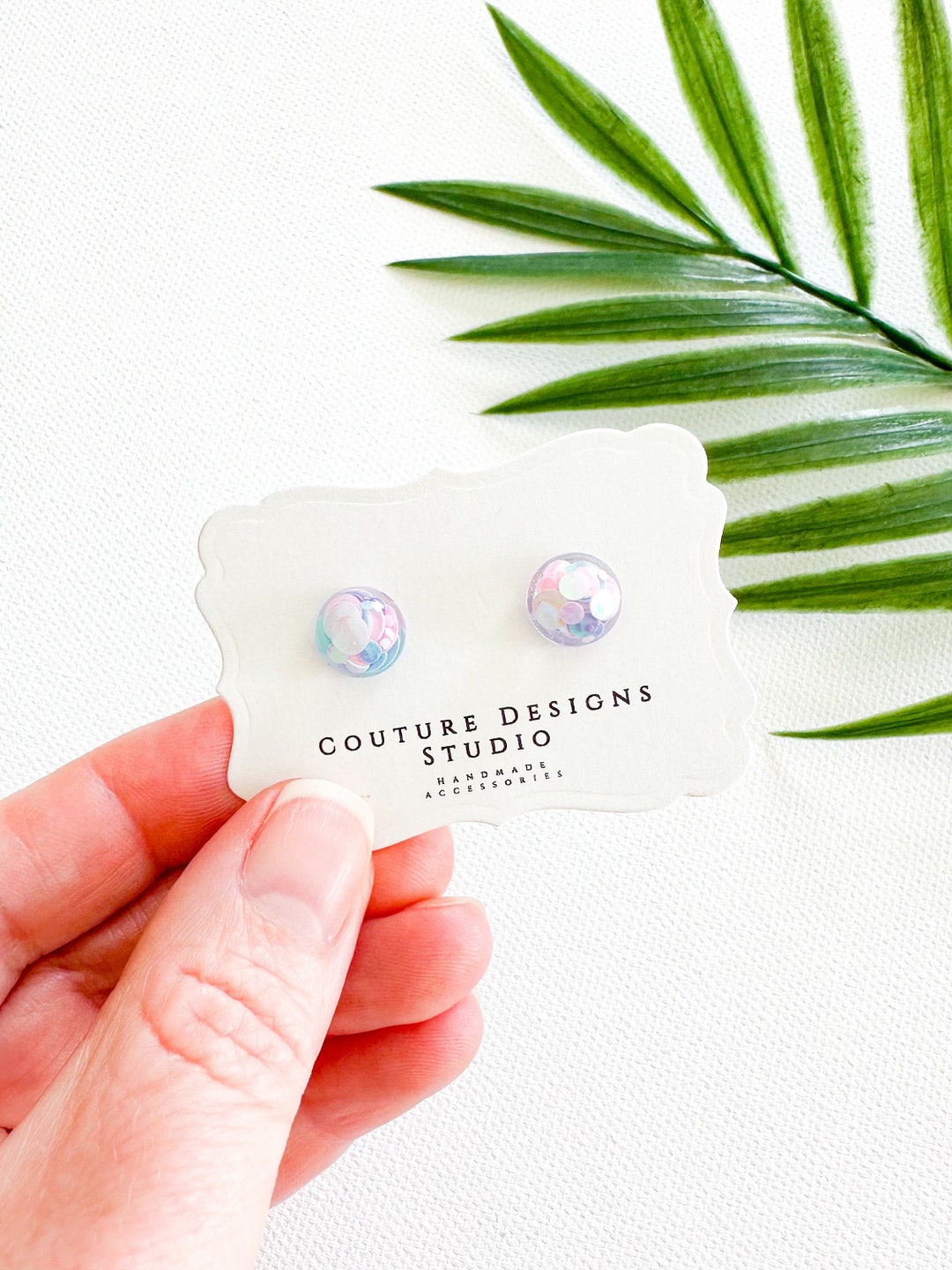 Wisteria Confetti Glitter Studs | Pastel Confetti Glitter Resin Studs | Pastel Confetti Glitter ...