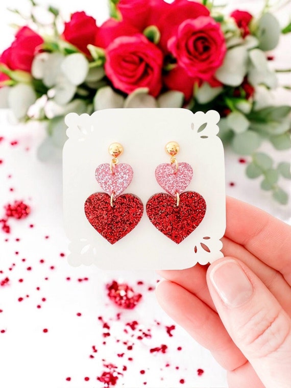 Valentine heart earrings store