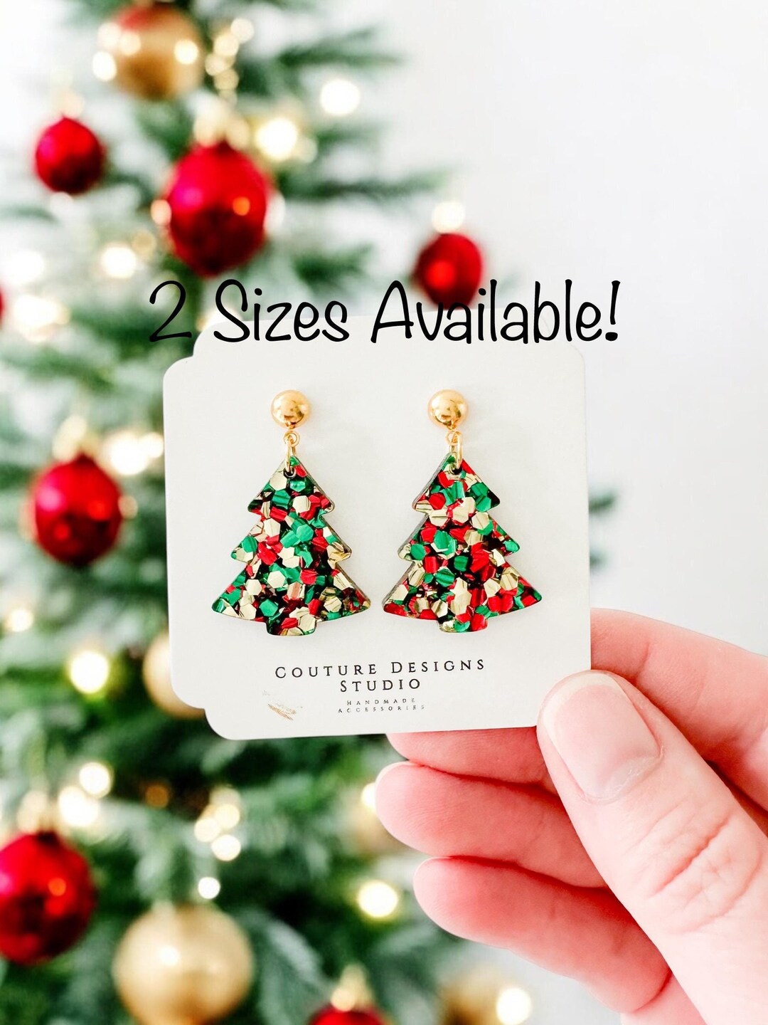 Chunky Glitter Christmas Tree Earrings | Festive Tree Earrings ...