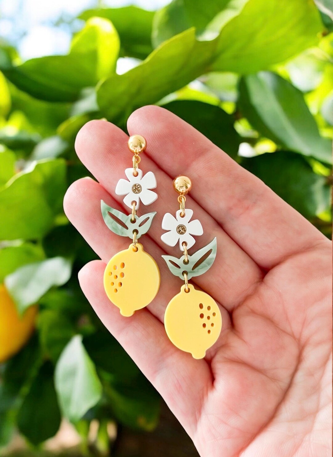 Lemon Summer Earrings | Stacked Lemon Earrings | Lemon Fruit Earrings ...