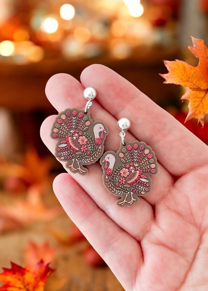 Thanksgiving Turkey Earrings | Turkey Thanksgiving Earrings | Fall ...