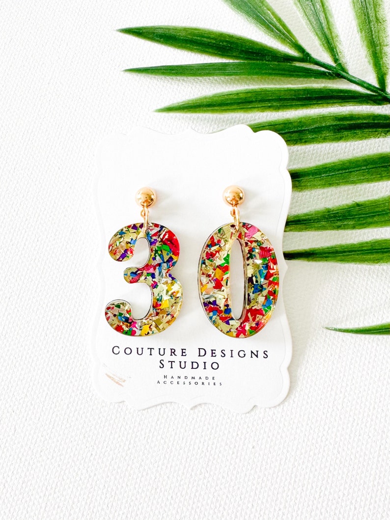 Birthday Number Earrings | Happy Birthday Glitter Earrings | Glitter ...