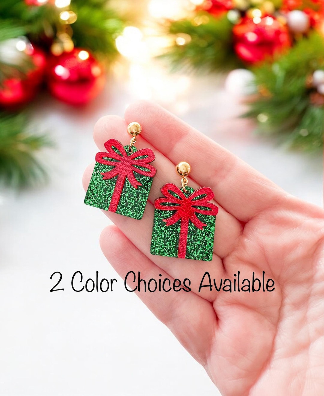 Christmas Present Earrings | Glitter Gift Holiday Earrings | Christmas ...