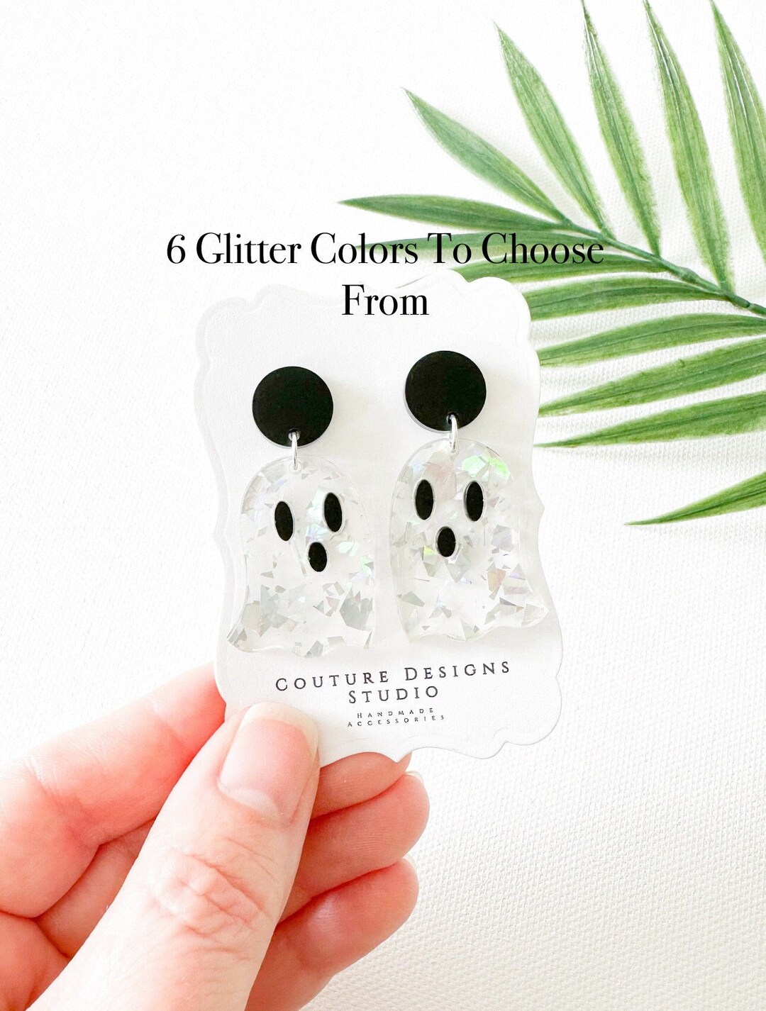 Glitter Ghost Earrings | Holographic Flake Ghost Halloween Earrings ...