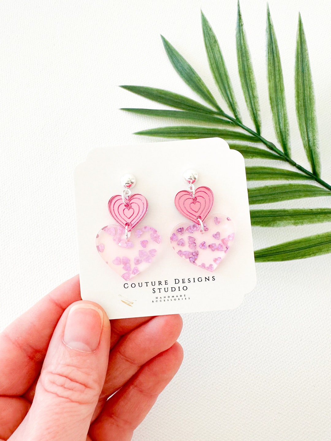 Heart Confetti Glitter Valentine’s Day Earrings | Valentine Heart ...