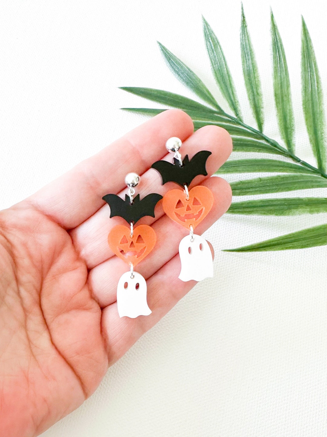 Spooky Trio Halloween Earrings | Bat Pumpkin and Ghost Earrings | Jack ...
