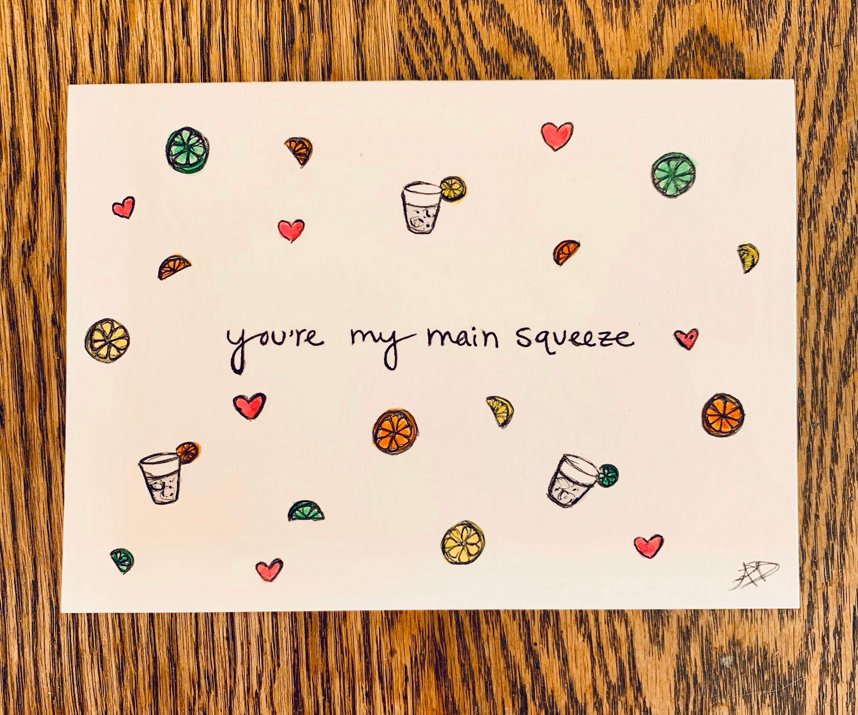 You're My Main Squeeze Handmade Just Because Cute Card, Watercolor Card ...