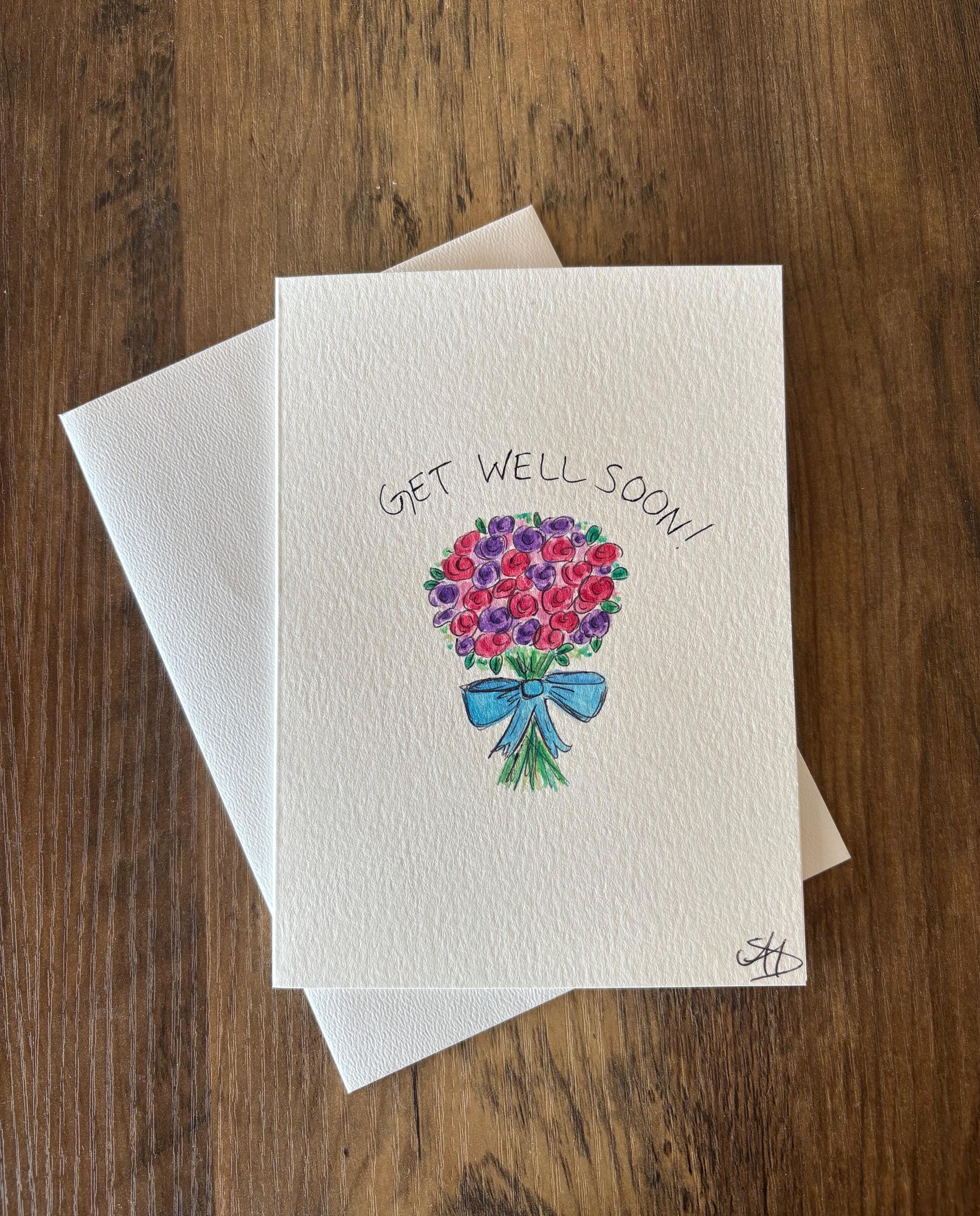 Handmade Get Well Soon Card: Watercolor Flowers Art - Etsy