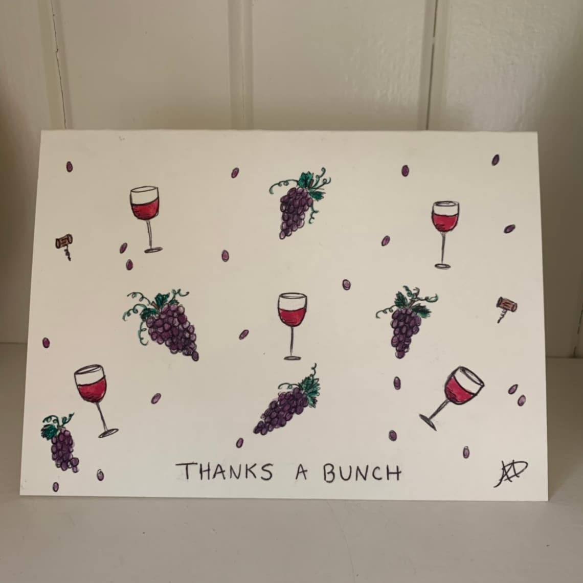Thanks a Bunch Funny Thank You Card Grapes Wine Glass - Etsy