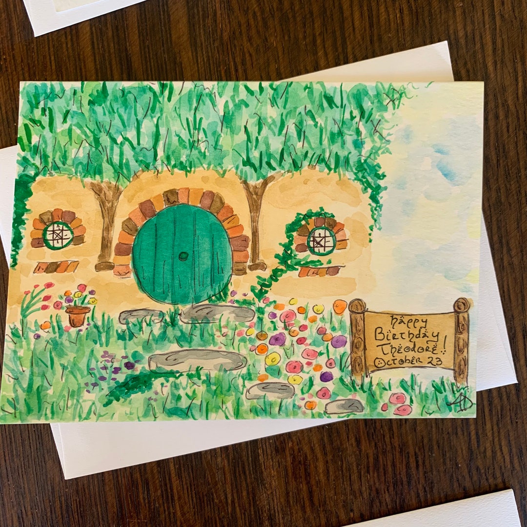 Hobbit Hole Birthday Card, Lord of the Rings Birthday Card, Bag End ...
