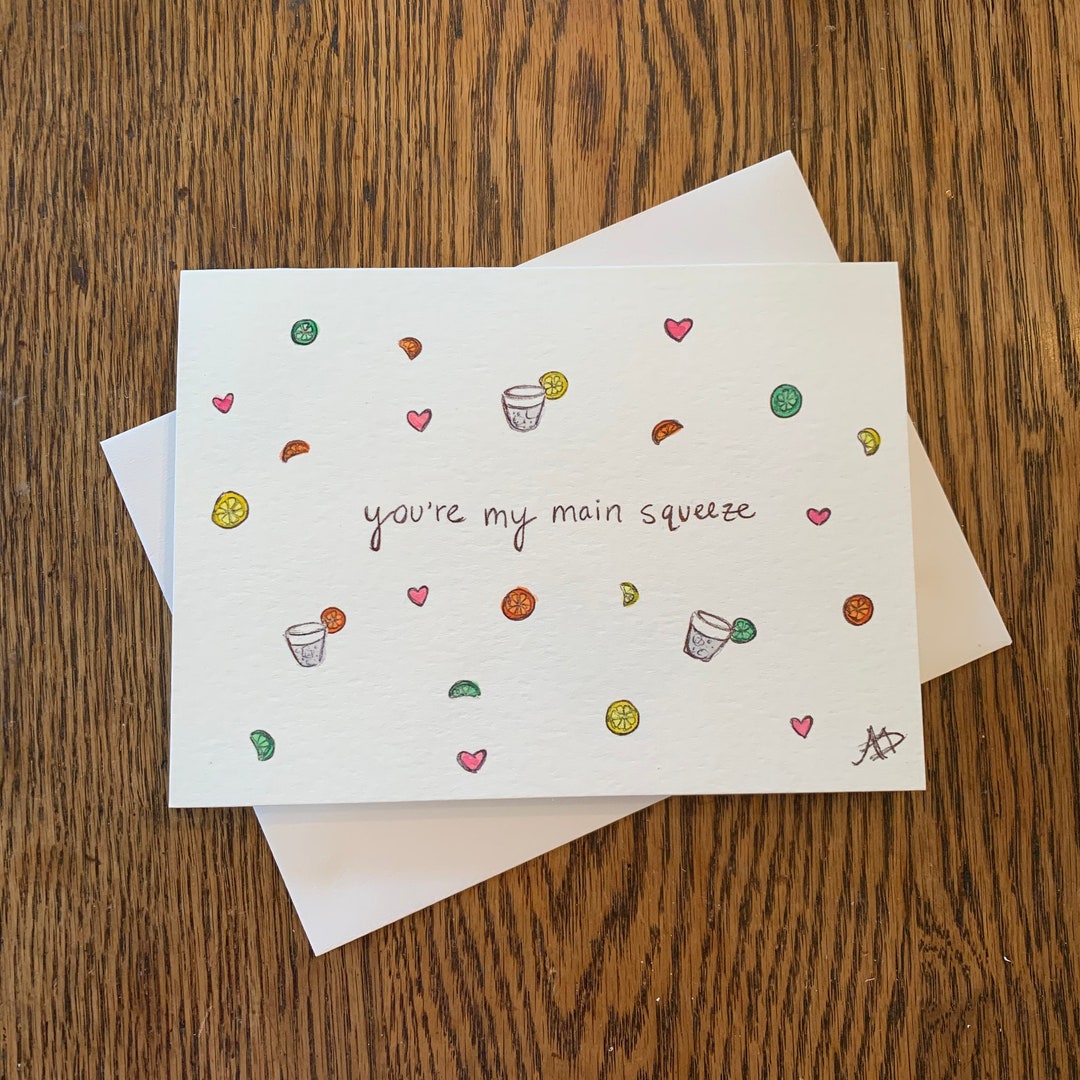 You're My Main Squeeze Handmade Just Because Cute Card, Watercolor Card ...