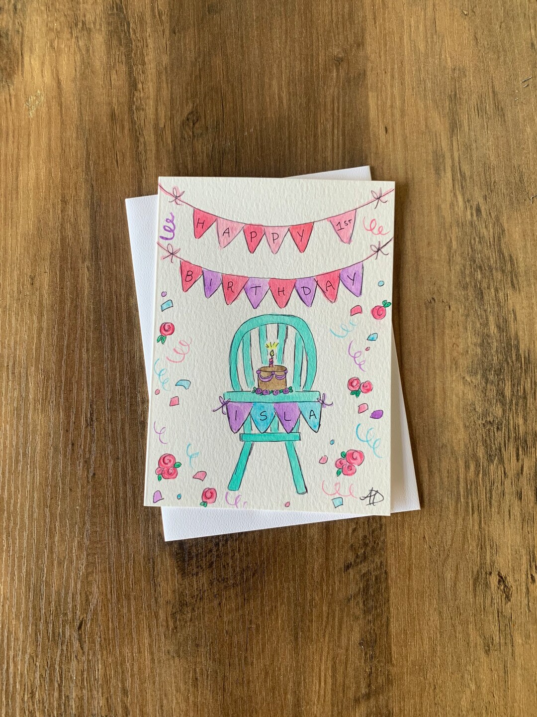 Baby’s First Birthday Card, First Birthday Baby Handmade Cake Turning ...