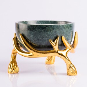 Handmade Marble Bowl With Antler Stand Centerpiece Vintage - Etsy