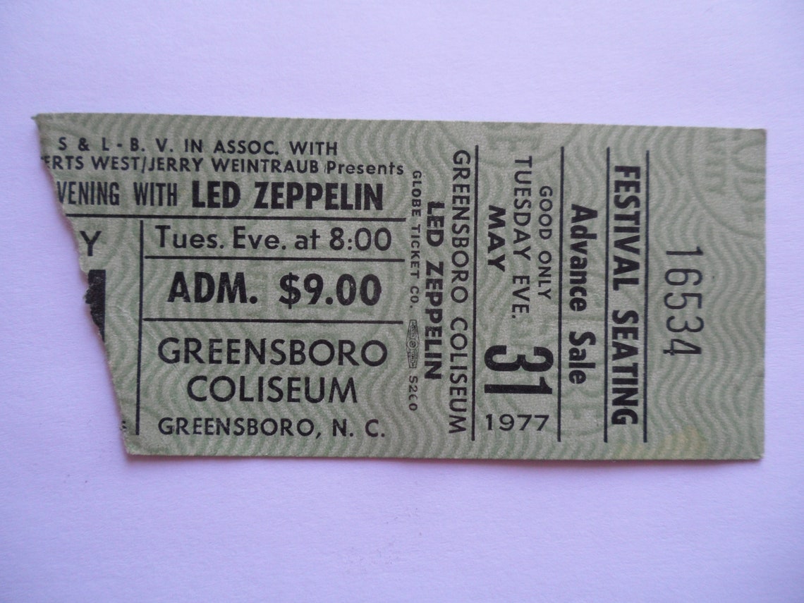 LED ZEPPELIN Original__1977__concert TICKET - Etsy Sweden