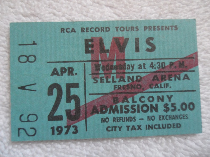 ELVIS Original 1973 CONCERT TICKET Stub__fresno, CA__EX - Etsy