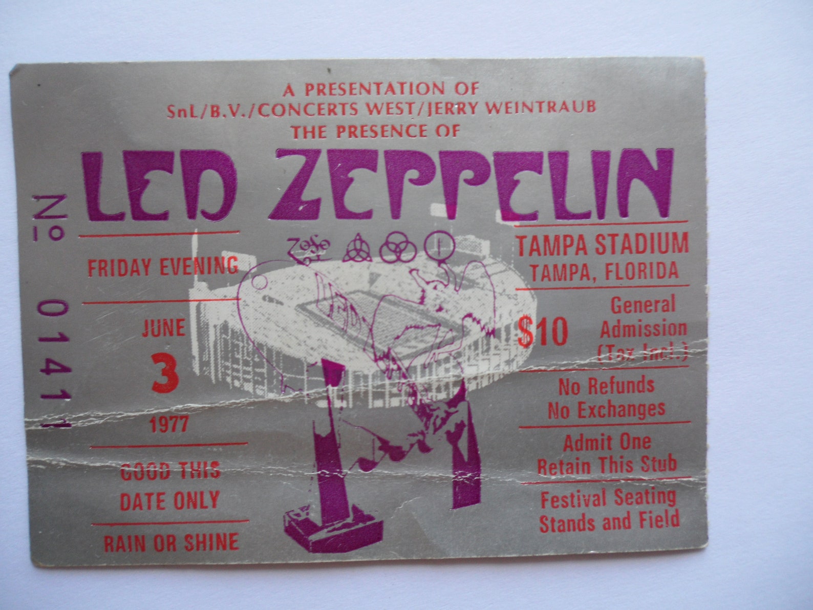 LED ZEPPELIN Original__1977__CONCERT TICKET Stub___Tampa__Riot | Etsy