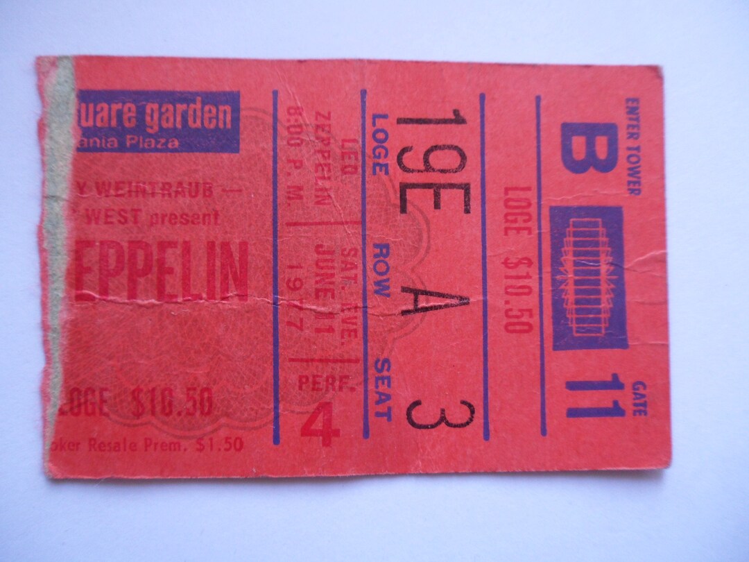 LED ZEPPELIN Original 1977 CONCERT Ticket Stub__madison Square Garden ...