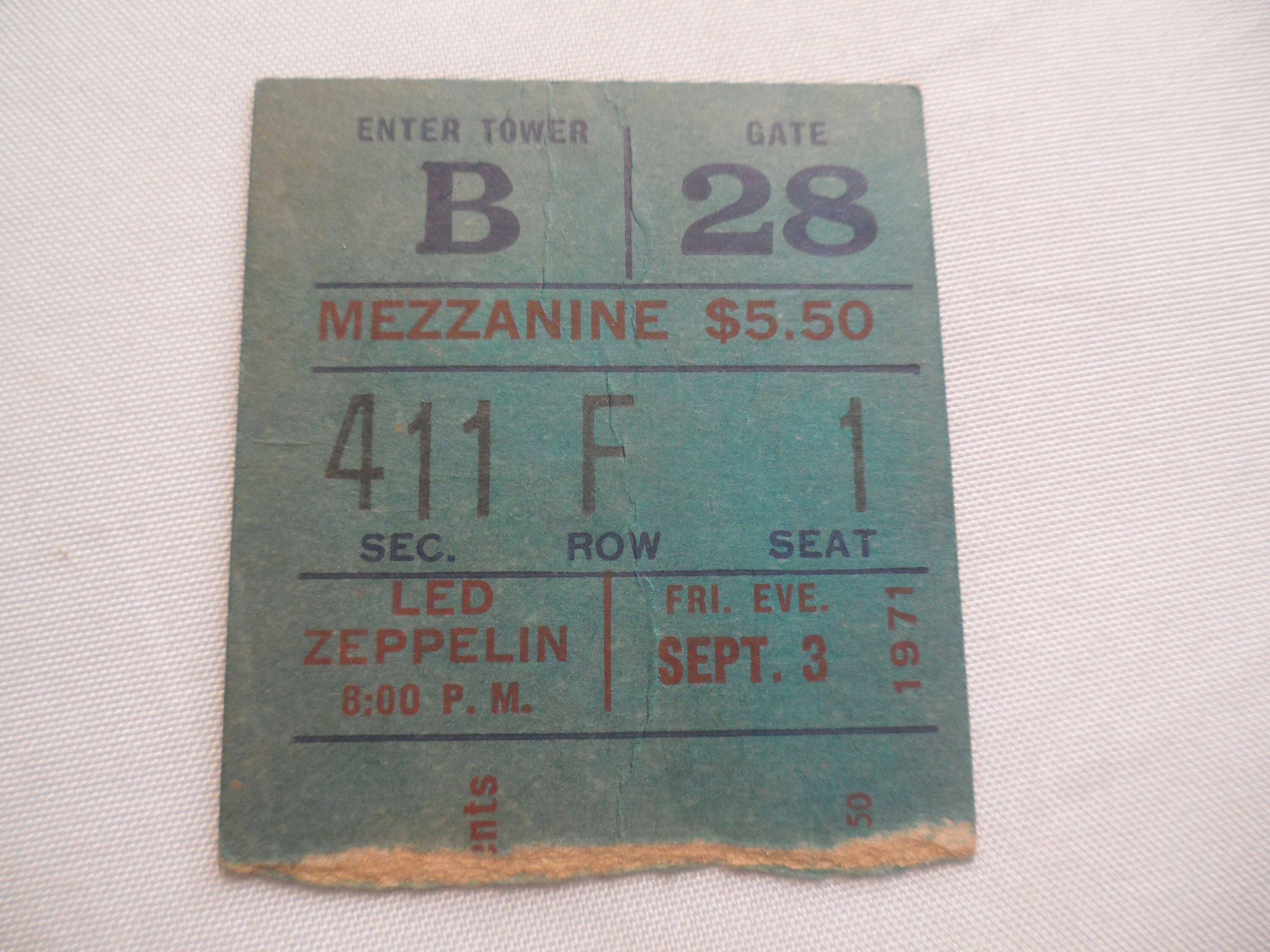 LED ZEPPELIN Original 1971 CONCERT Ticket Stub__madison Square Garden ...