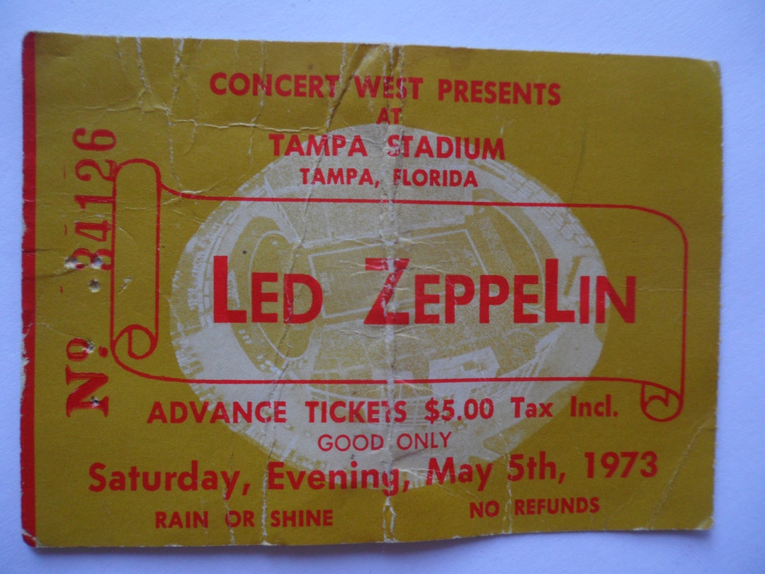 LED ZEPPELIN Original__1973__concert TICKET Stub___tampa__largest ...