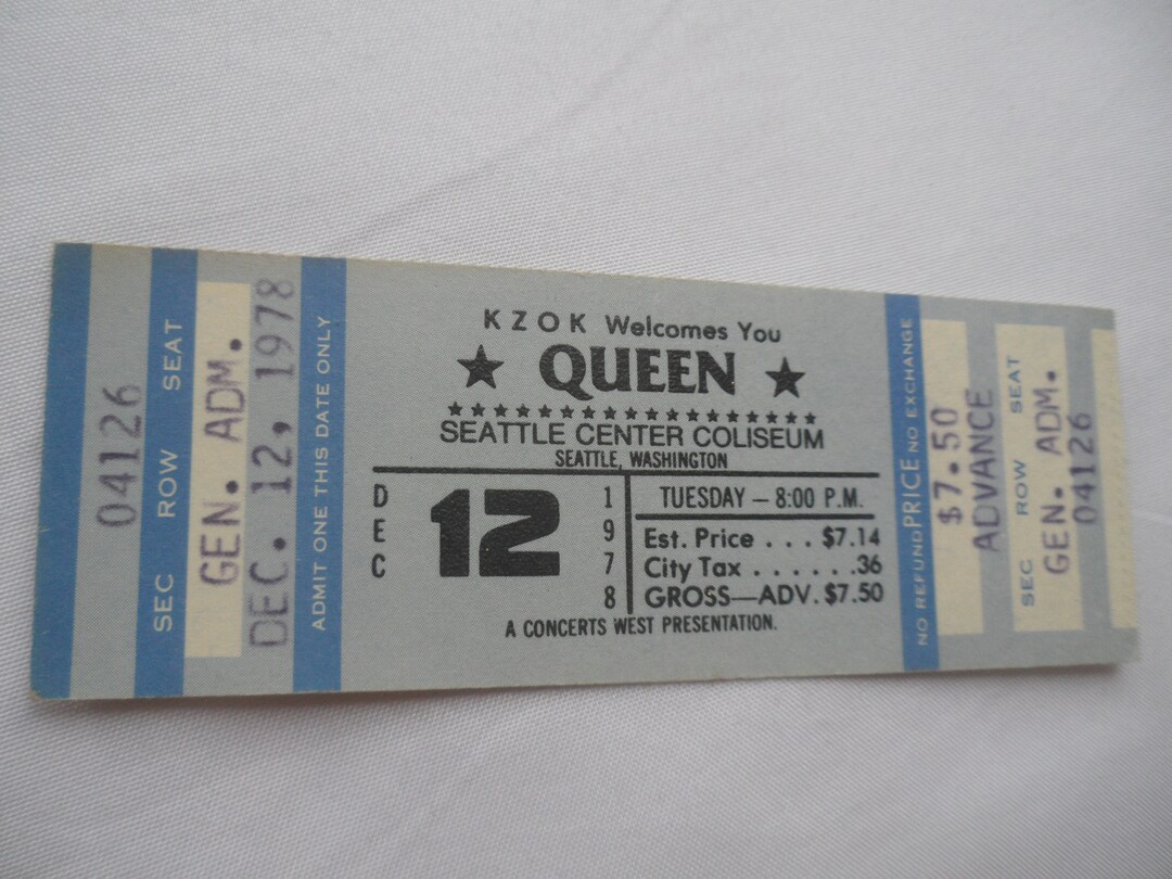 QUEEN Original__1978__unused CONCERT Ticket___seattle__ex - Etsy