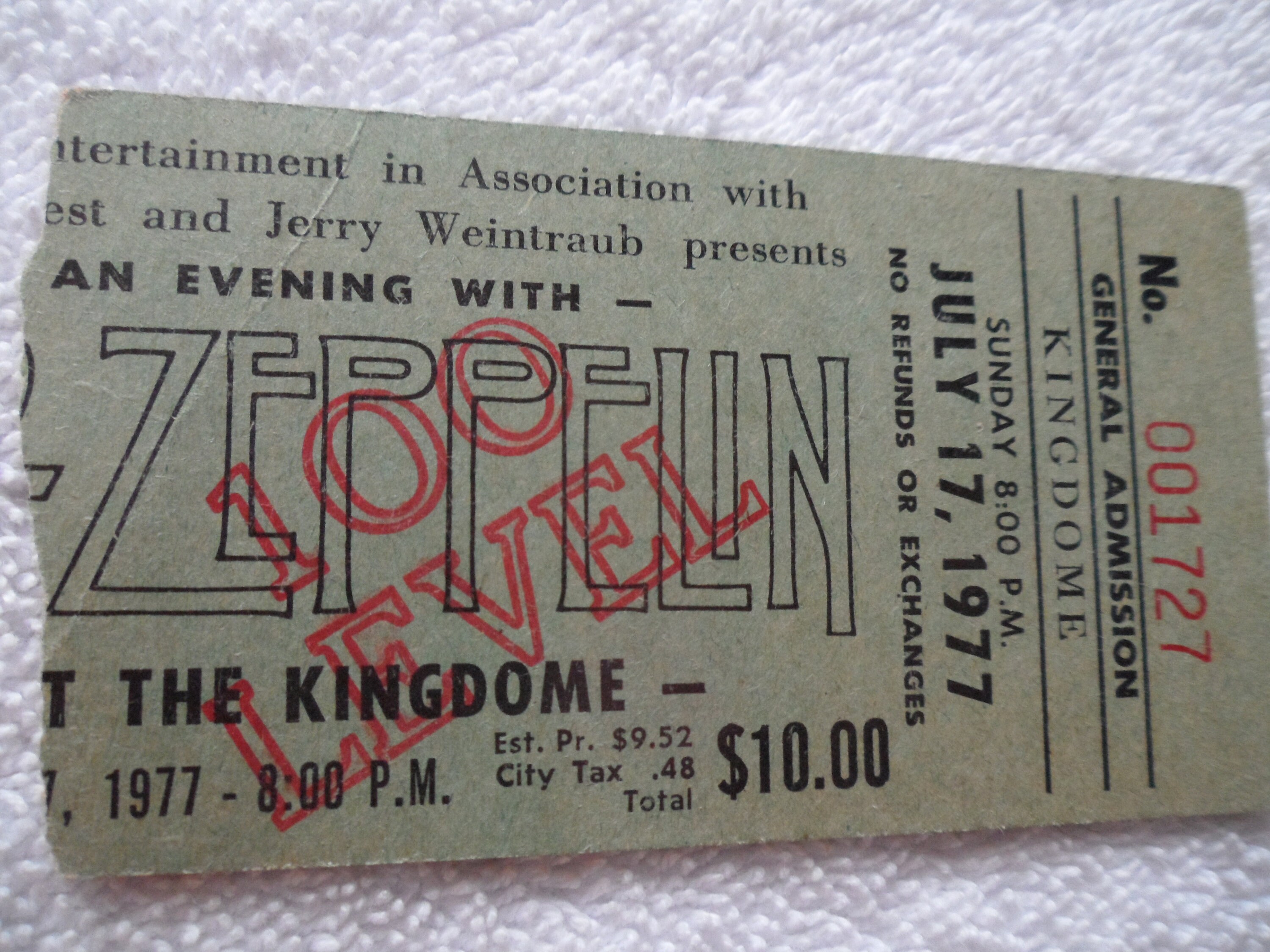 LED ZEPPELIN Original__1977__concert TICKET Stub___seattle__ex - Etsy