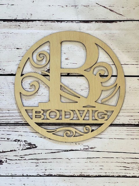 Last Name Circle Monogram Wood Monogram Wedding Monogram Nursery ...