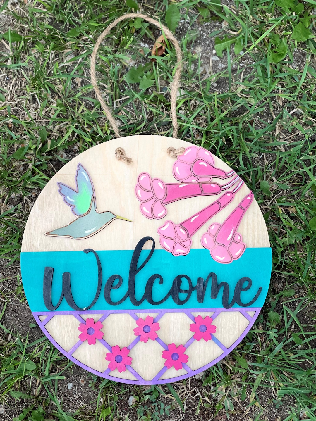 Humming Bird Welcome Sign/ Flower Sign/ Welcome Sign/ Door - Etsy