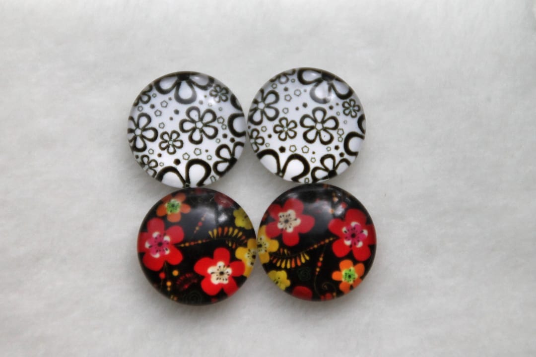 4 Pcs. Glass Cabochon 18 Mm Round With Motif - Etsy