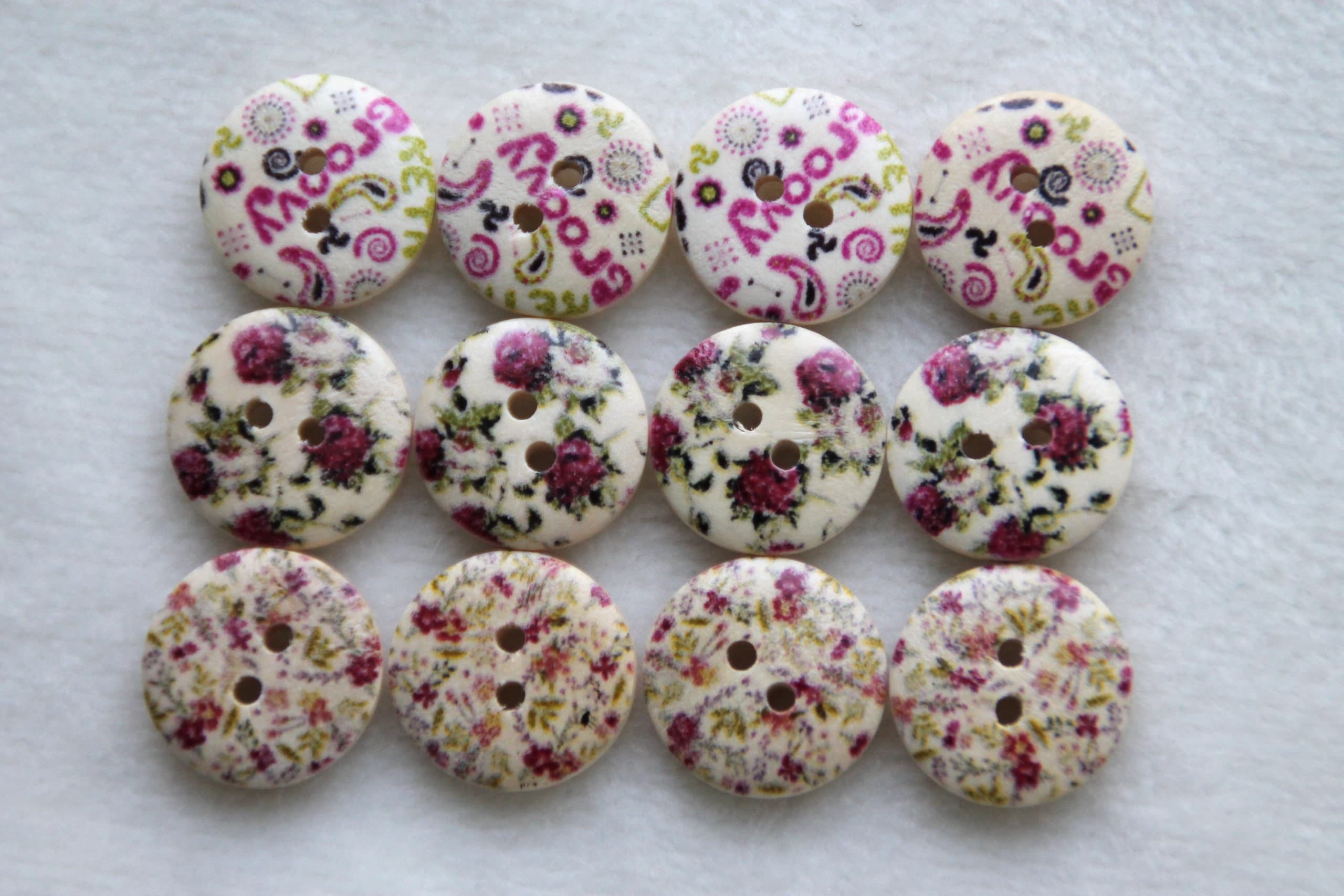 12 pcs. Wooden buttons decorative buttons 20 mm | Etsy