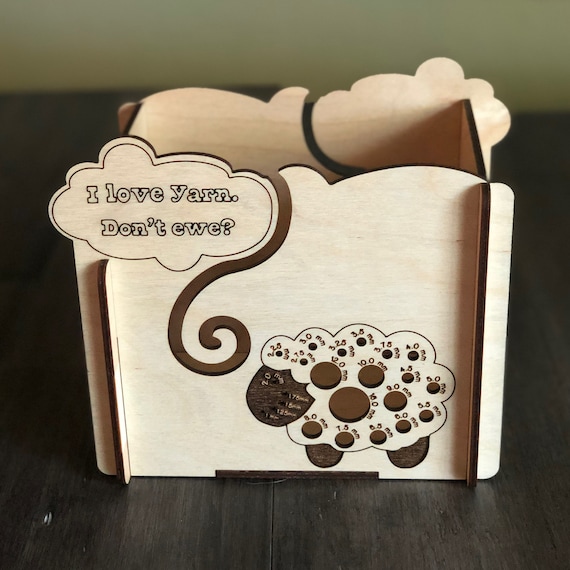 Yarn Box With Built-in Needle Gauge | Etsy