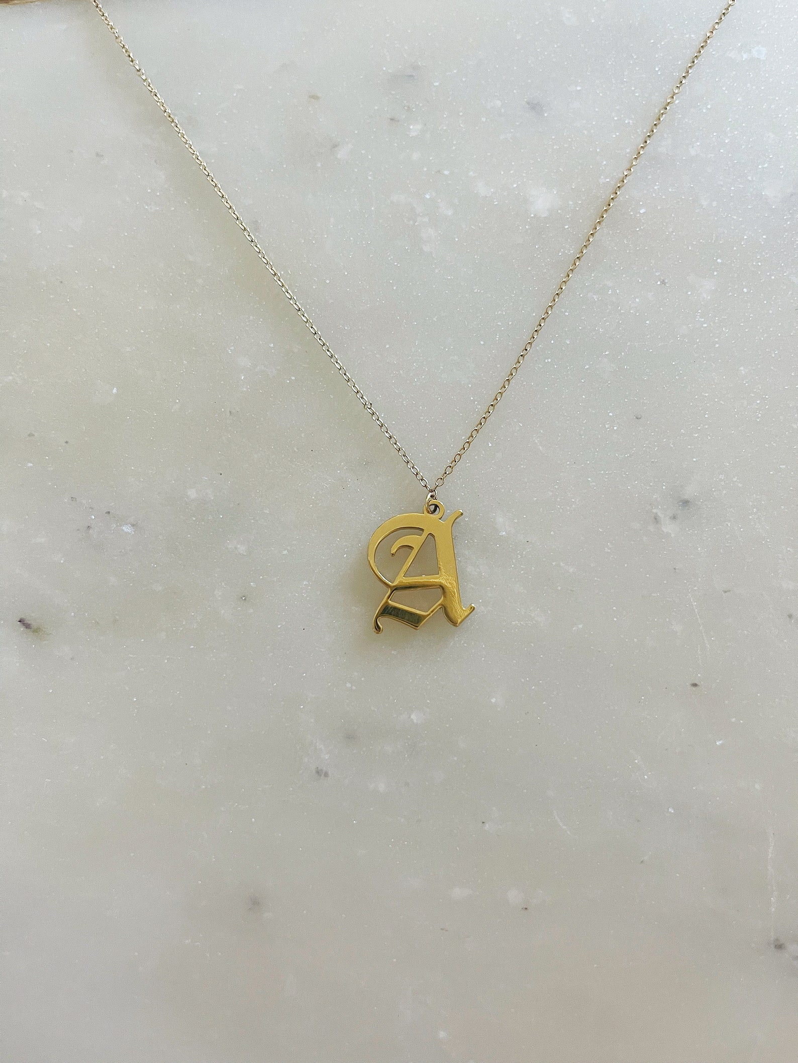 Gold Filled Old English Script Letter Necklace, Gift for Her, Initial ...