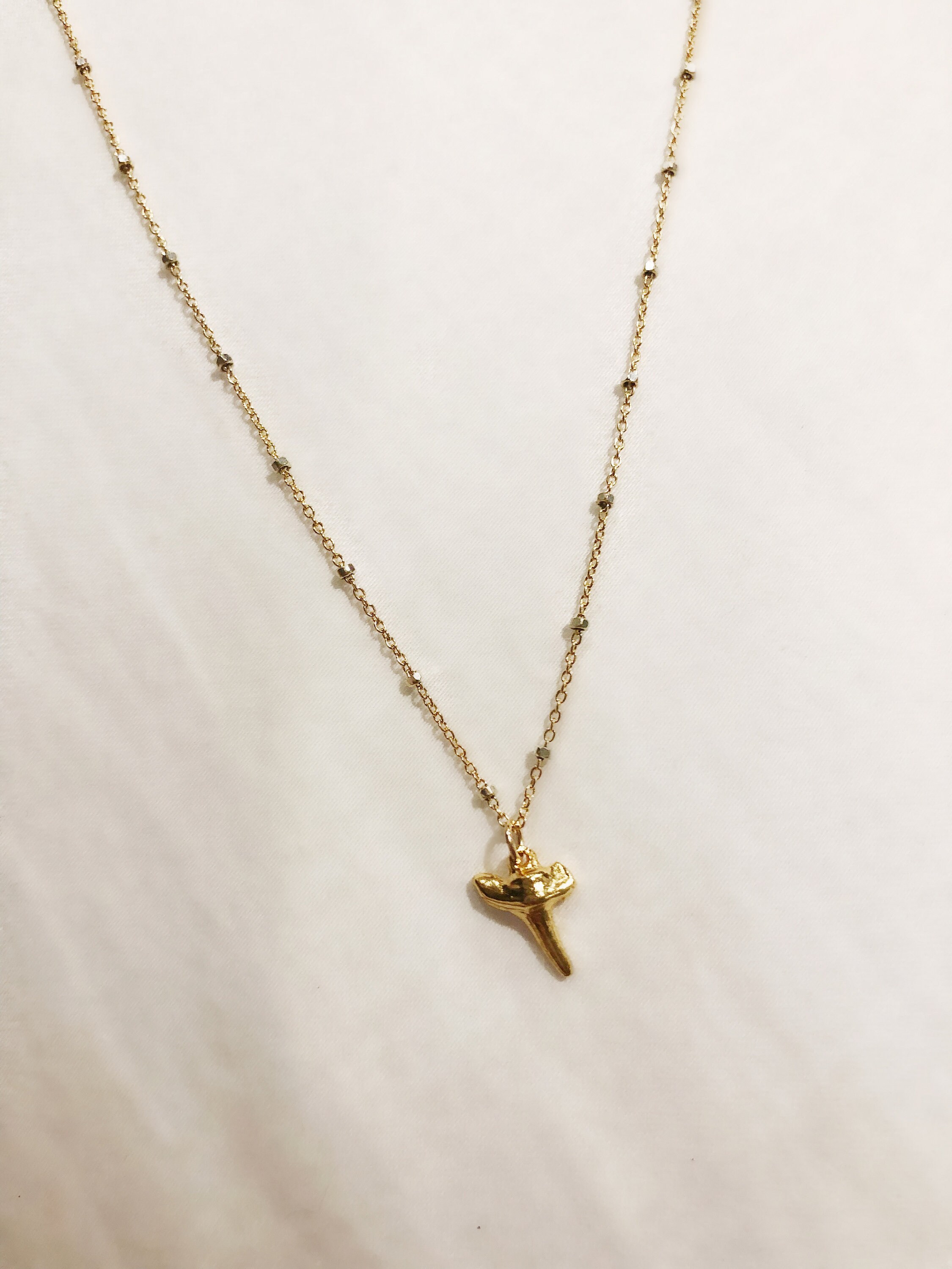 Mini Niki Gold Shark Tooth Necklace, Shark Tooth Choker, Gold Shark ...