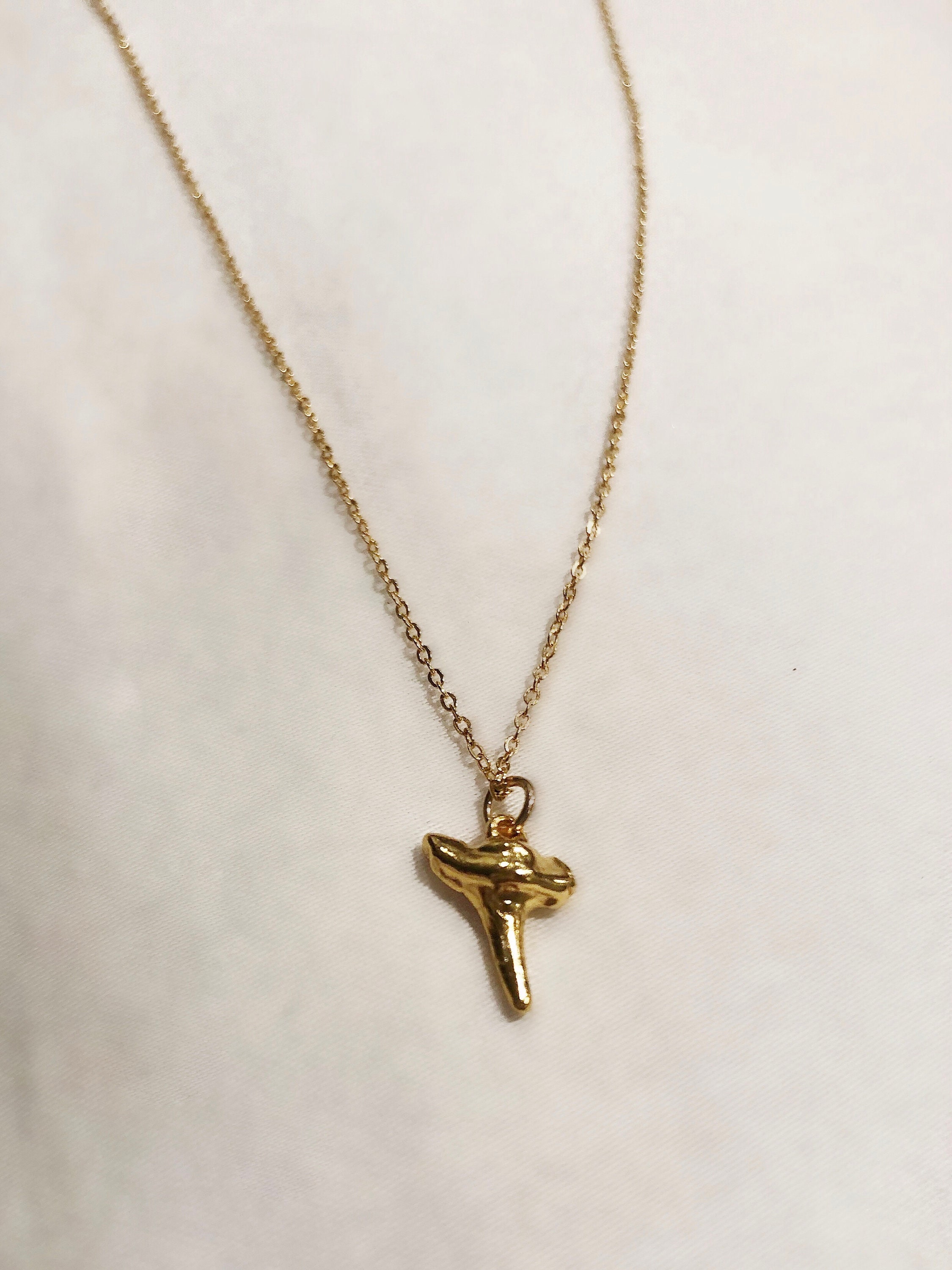 Mini Niki Gold Shark Tooth Necklace, Shark Tooth Choker, Gold Shark ...