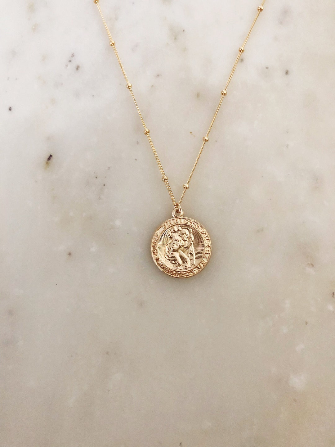 Round Saint Christopher Coin Gold Filled, St Christopher Coin, Gold ...