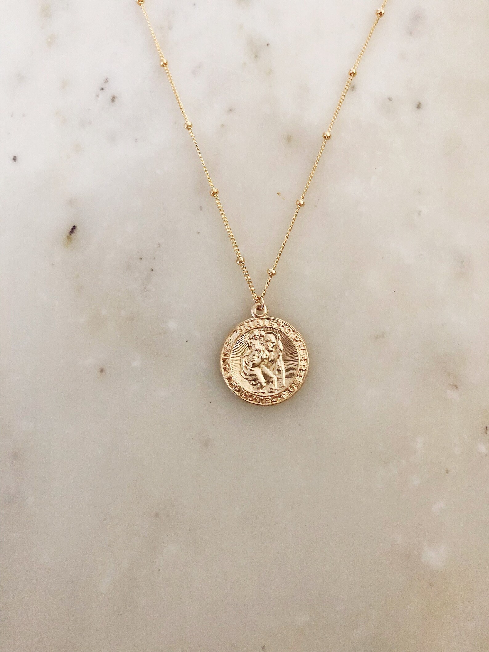 Round Saint Christopher Coin Gold Filled, St Christopher Coin, Gold ...