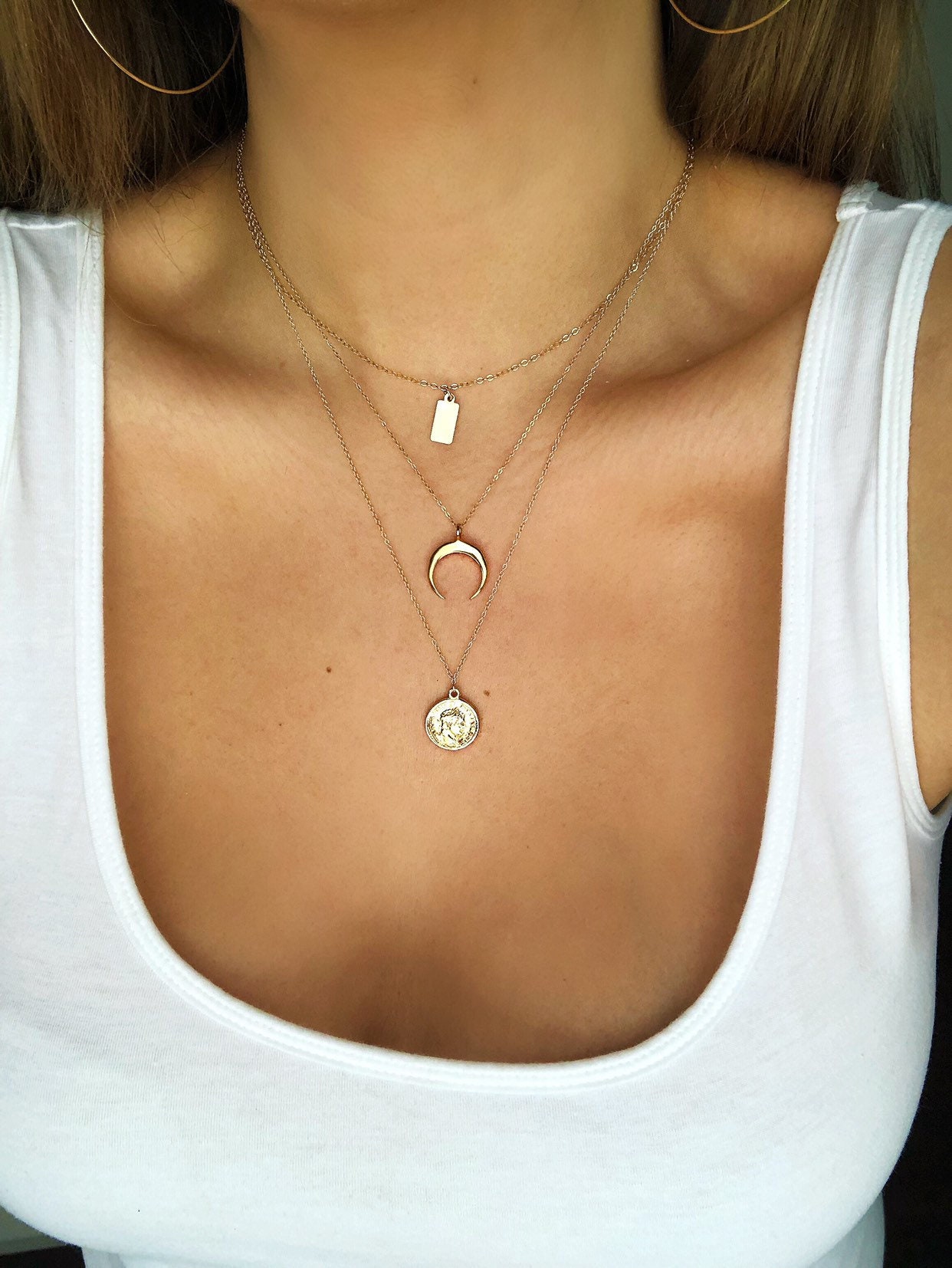 Reversible Roman Gold Coin Layering Necklace, Gift for Her, Travelers ...