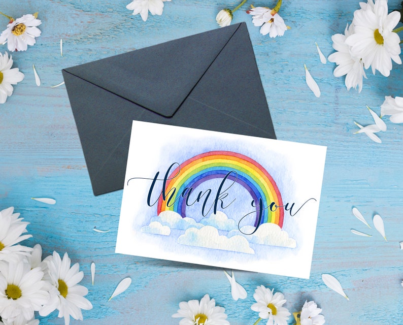 Gender Neutral Rainbow Baby Shower Printable INSTANT DOWNLOAD Thank You ...