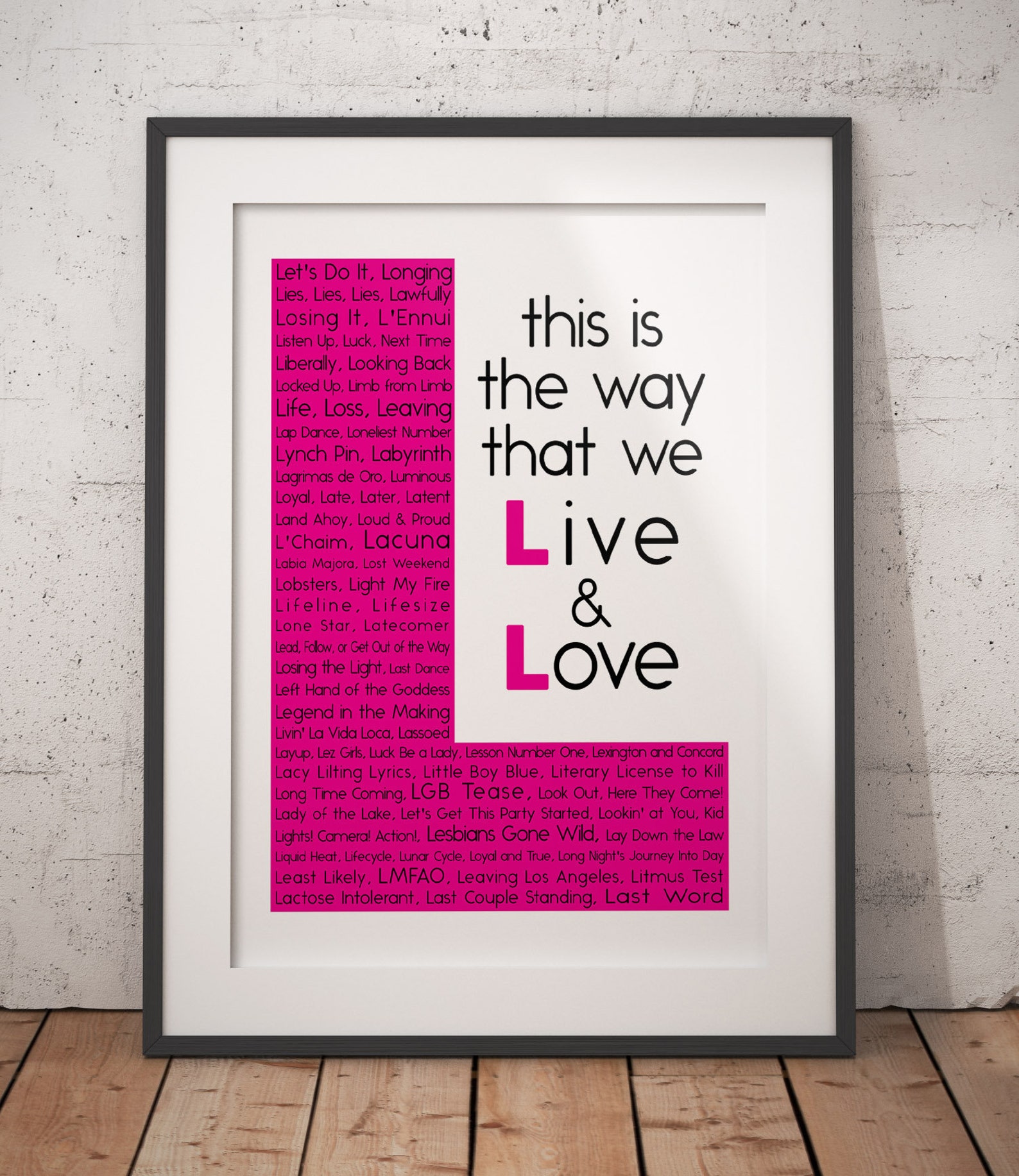 The L Word Quote PRINTABLE, Live and Love Wall Art, Lesbian Quote ...