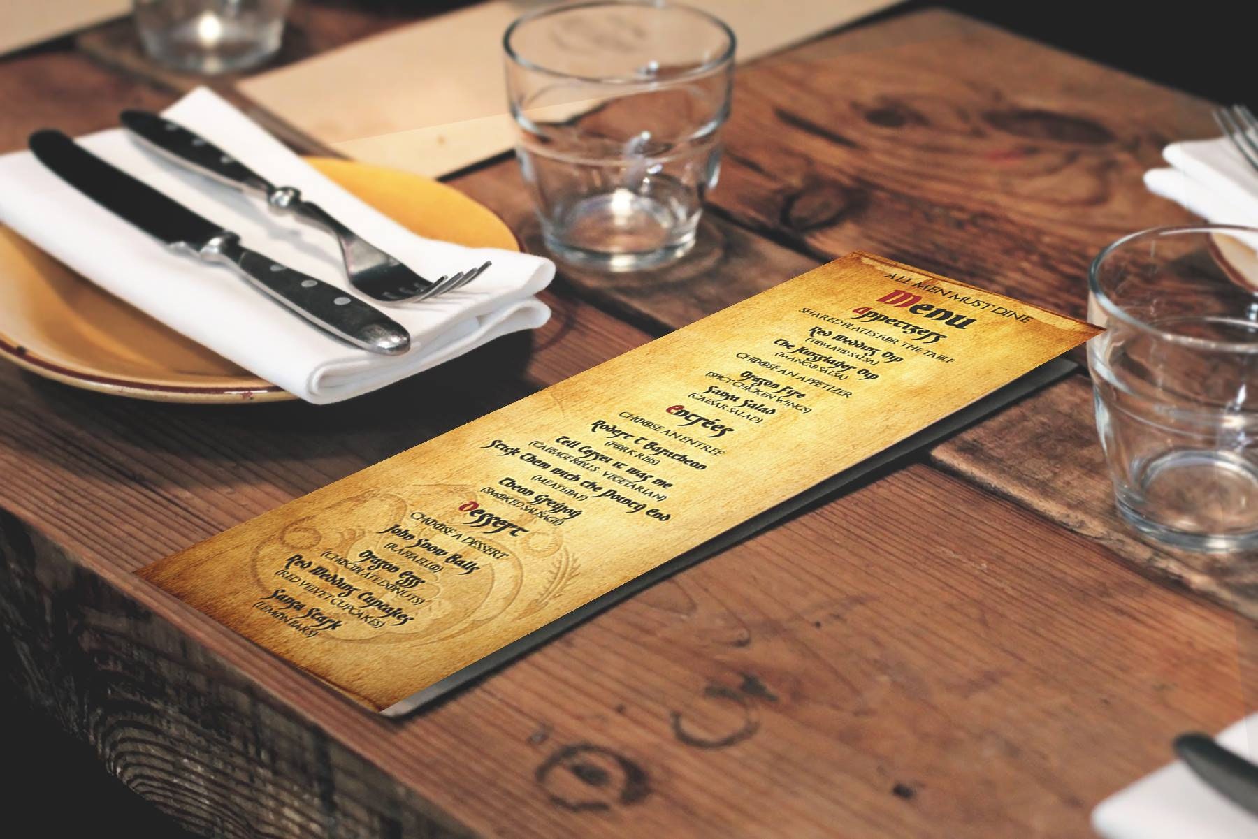 Wedding Menu Rustic Printable Card Wedding is Coming Game of - Etsy