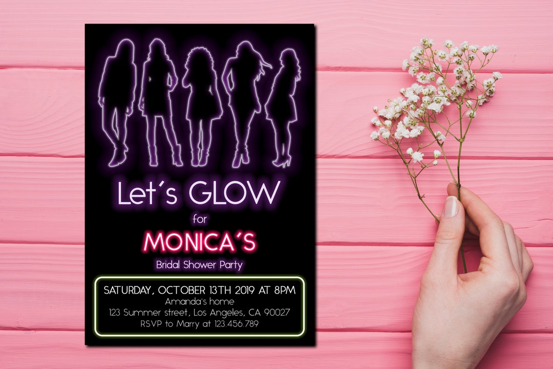 Neon Glow Bridal Shower Invite Printable Card LGBT Digital - Etsy