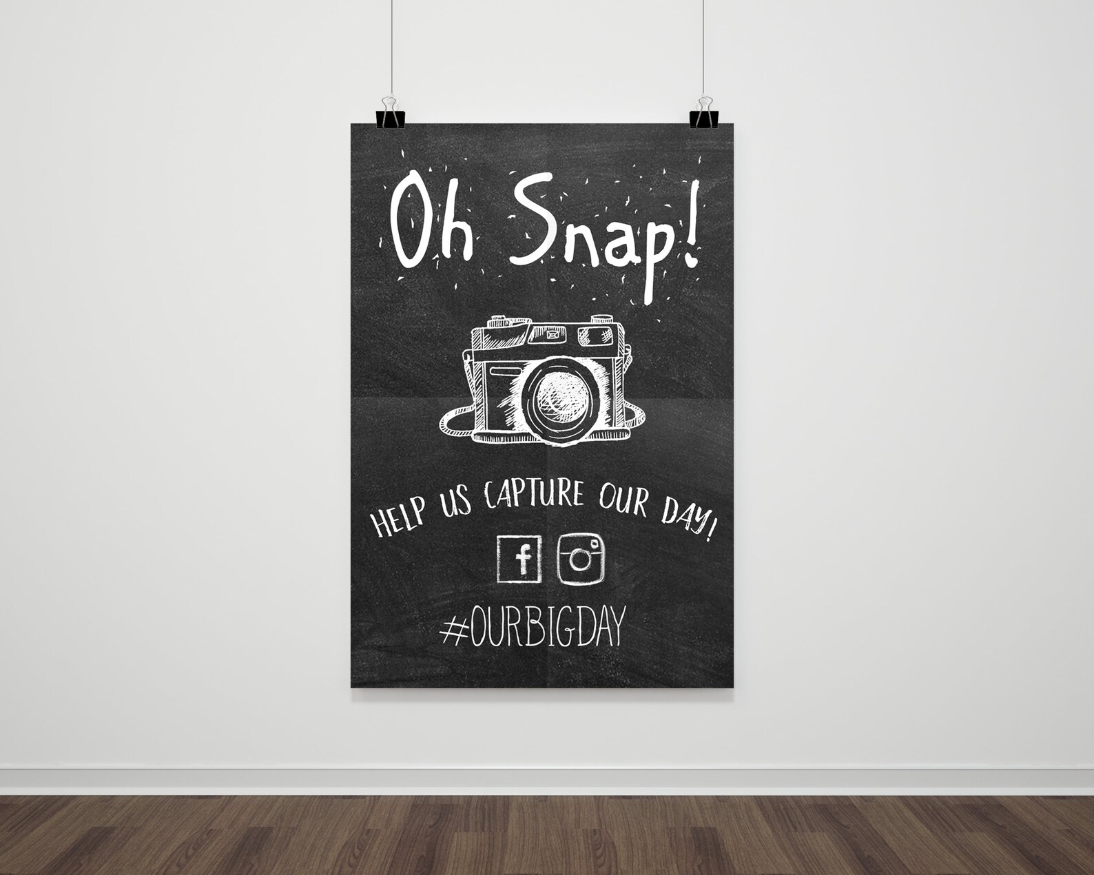 Oh Snap Hashtag Wedding Instagram Sign Chalkboard - Etsy